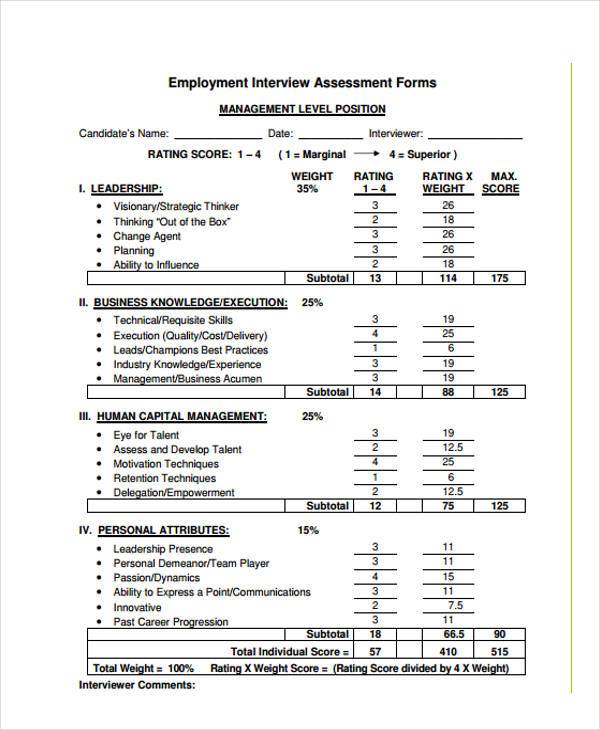 FREE 36+ Assessment Form Samples, PDF, MS Word, Google Docs