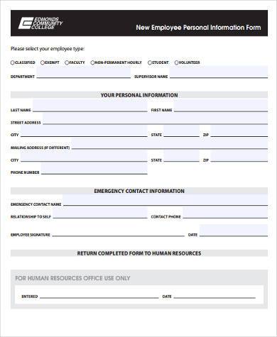 FREE 9+ Sample Employment Information Forms in PDF | MS Word