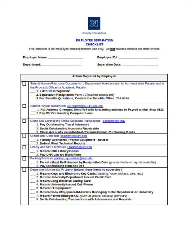FREE 13+ Employment Separation Form Samples, PDF, MS Word, Google Docs