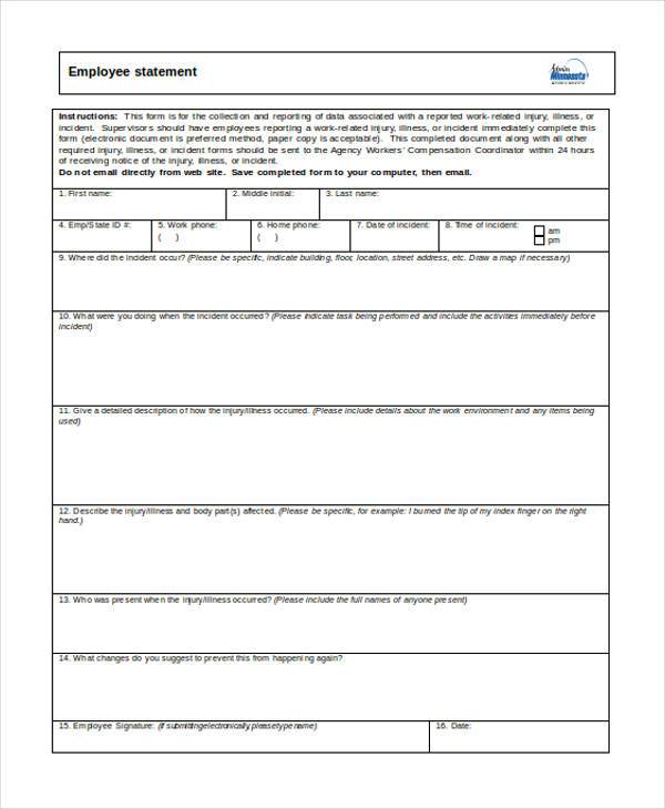 FREE 8+ Employment Statement Form Samples in PDF | MS Word