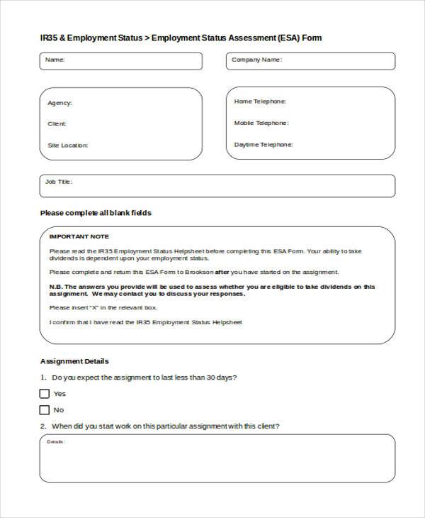 FREE 13+ Employment Status Form Samples, PDF, MS Word, Google Docs, Excel