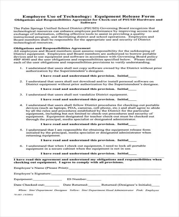 FREE 10+ Equipment Release Forms in PDF