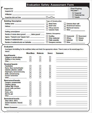 FREE 9+ Sample Safety Assessment Forms in PDF | MS Word | Excel