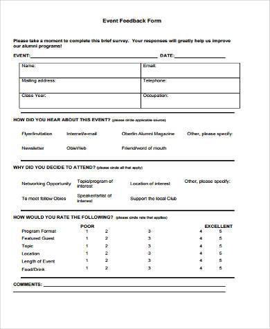 FREE 9+ Sample Event Survey Forms in PDF | Excel | MS Word