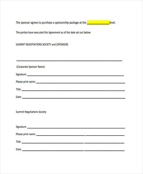 FREE 7+ Sample Sponsor Contract Forms in PDF | MS Word