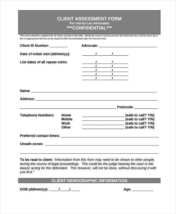 FREE 8+ Client Assessment Forms in PDF | MS Word