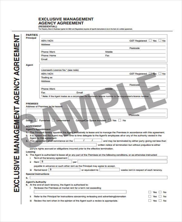 FREE 7+ Exclusive Agency Agreement Forms in MS Word | PDF | Pages
