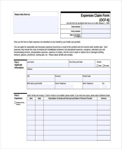 FREE 8+ Sample Expense Claim Forms in PDF | MS Word | Excel