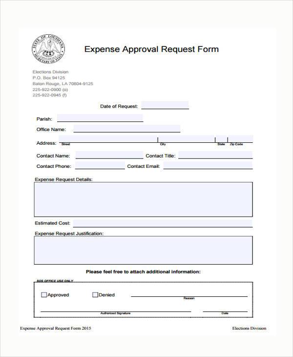 FREE 14+ Expense Approval Form Samples, PDF, MS Word, Google Docs