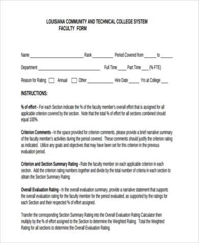 FREE 8+ Sample Faculty Appraisal Forms in PDF | MS Word