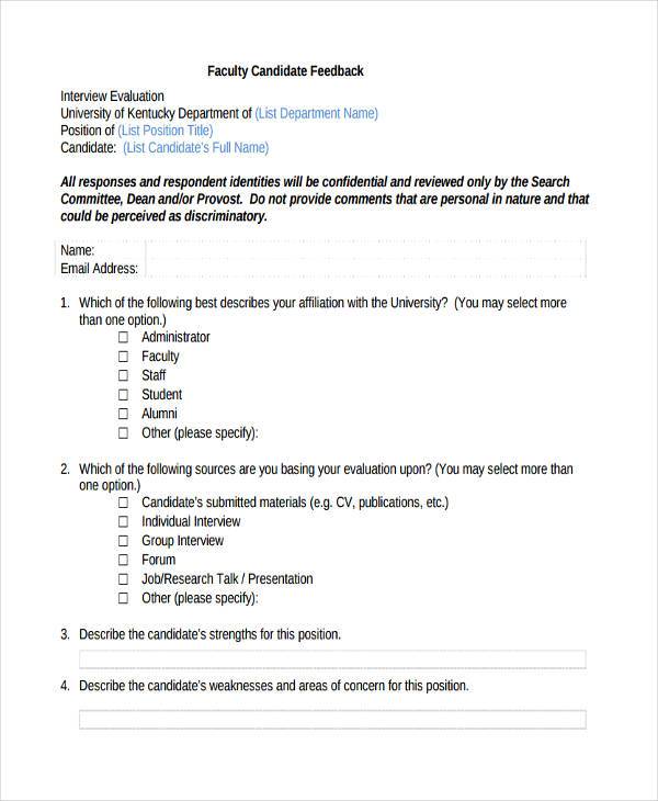 FREE 8+ Sample Faculty Feedback Forms in PDF | MS Word