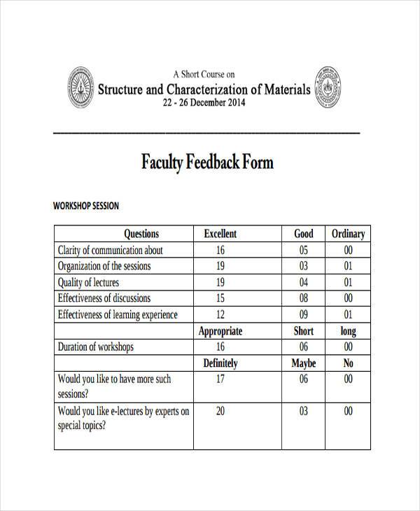FREE 8+ Sample Faculty Feedback Forms in PDF | MS Word
