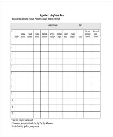 FREE 7+ Salary Survey Forms & Samples in PDF | MS Word