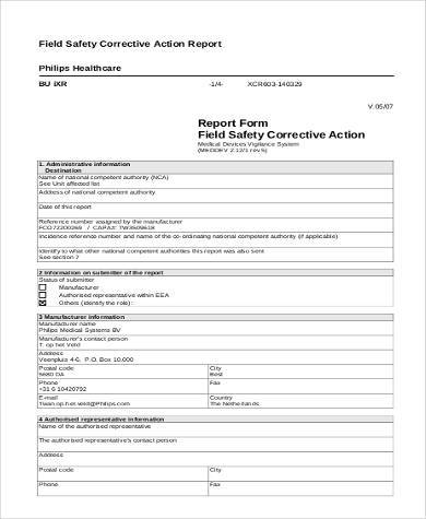 FREE 8+ Sample Action Report Forms in PDF | MS Word