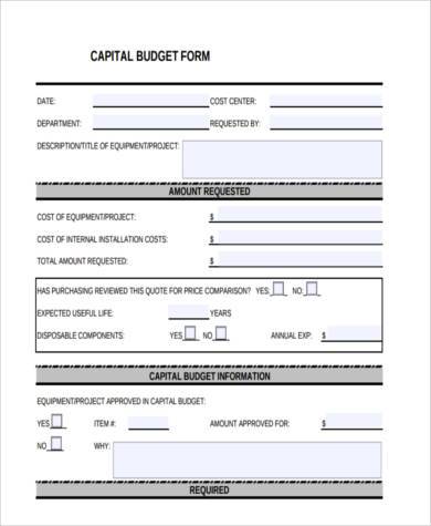 FREE 8+ Sample Capital Budget Forms in PDF | MS Word