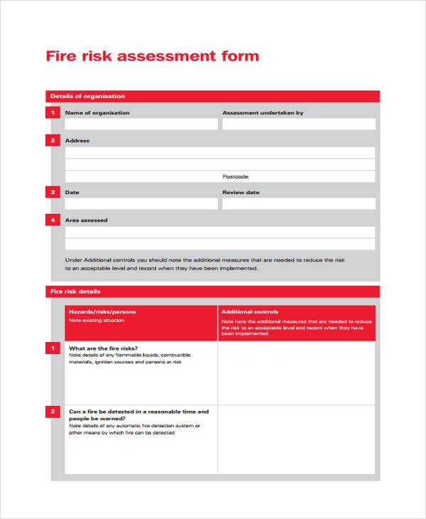 FREE 13+ Fire Risk Assessment Form Samples, PDF, MS Word, Google Docs, Excel