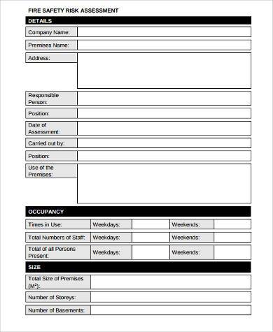 FREE 9+ Sample Safety Assessment Forms in PDF | MS Word | Excel
