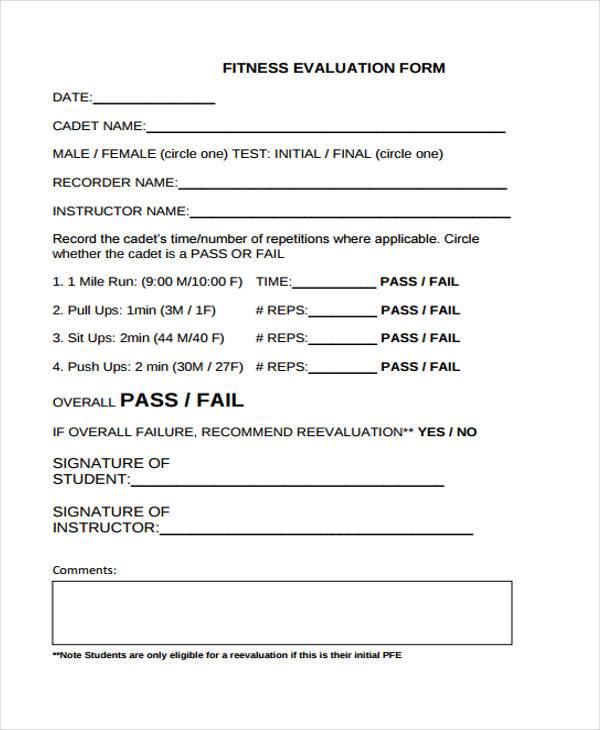 FREE 8 Sample Fitness Evaluation Forms In PDF MS Word Evaluation Form FREE 8 Sample Fitness Evaluation Forms In PDF MS Word Evaluation Form