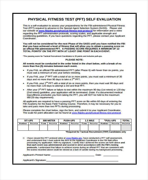 FREE 8+ Sample Fitness Evaluation Forms in PDF | MS Word