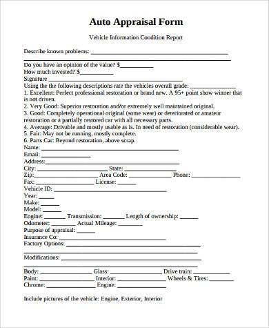 FREE 6+ Sample Auto Appraisal Forms in PDF