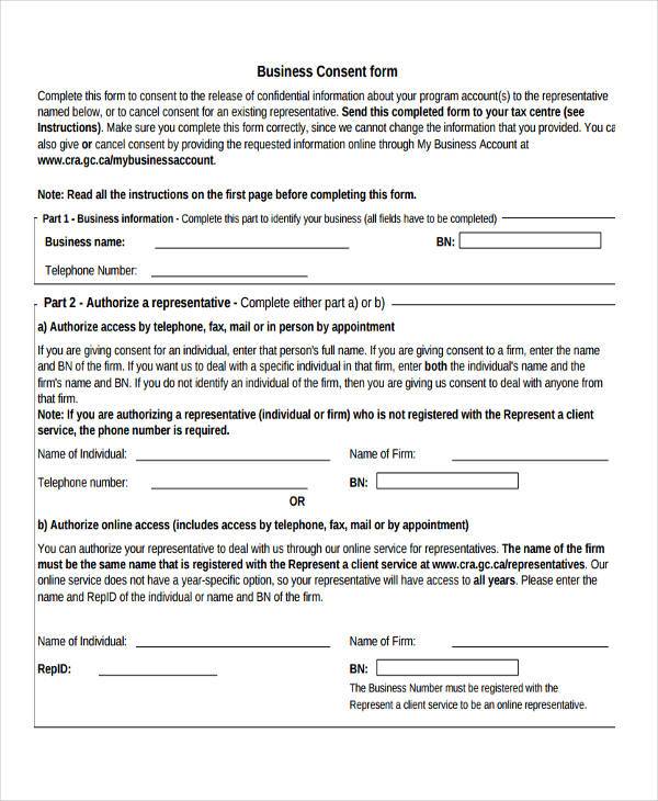 FREE 11+ Business Consent Form Samples, PDF, MS Word, Google Docs