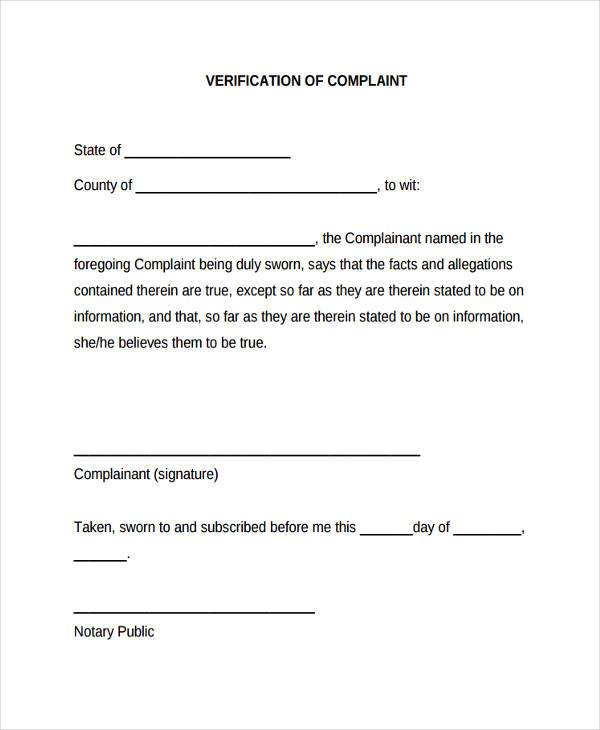 FREE 8+ Complaint Verification Forms in PDF | MS Word