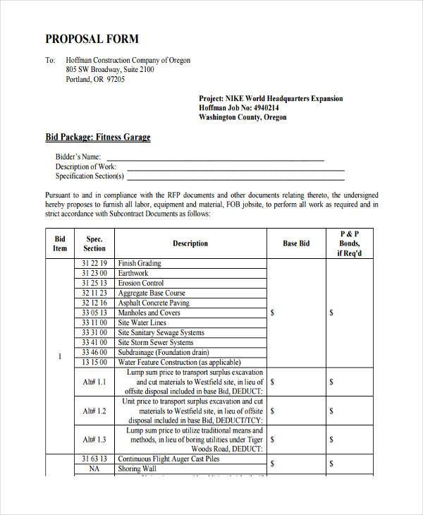 FREE 41+ Proposal Form Samples, PDF, MS Word, Google Docs, Excel