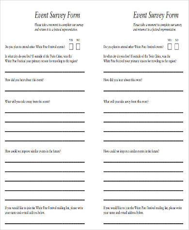FREE 9+ Sample Event Survey Forms in PDF | Excel | MS Word