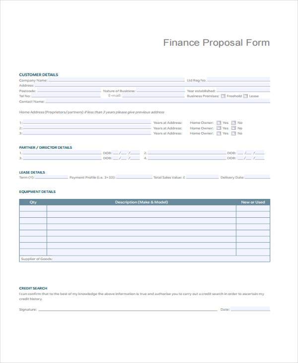 FREE 10+ Finance Proposal Forms in PDF | MS Word