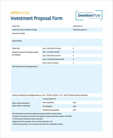 FREE 11+ Investment Proposal Form Samples, PDF, MS Word, Google Docs