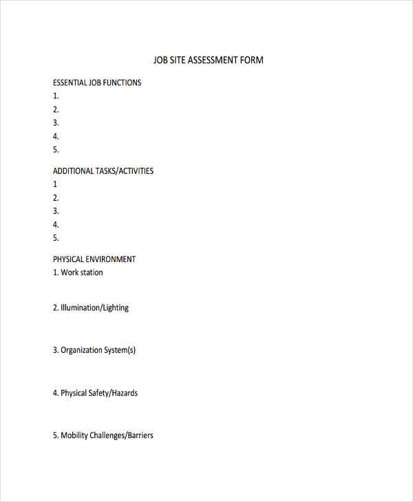 FREE 8+ Job Assessment Form Samples in PDF | MS Word