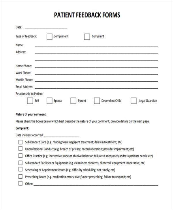 FREE 13+ Nursing Feedback Form Samples, PDF, MS Word, Google Docs