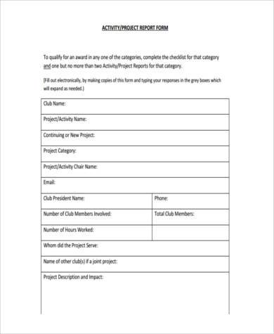 FREE 13+ Project Report Form Samples, PDF, MS Word, Google Docs, Excel