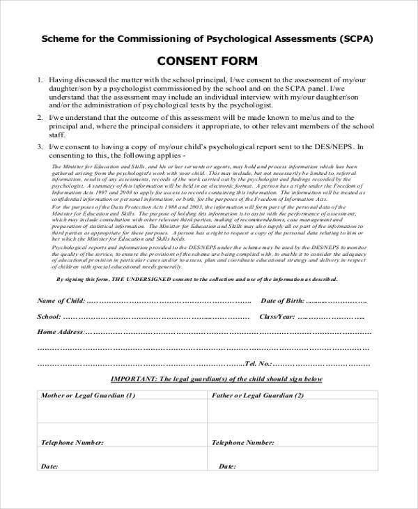 FREE 7+ Sample Psychology Consent Forms in PDF | MS Word