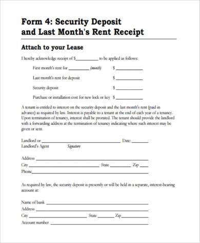 FREE 9+ Sample Rental Deposit Forms in PDF