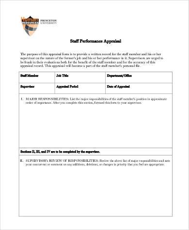 FREE 9+ Sample Staff Performance Appraisal Forms in PDF | MS Word | Excel