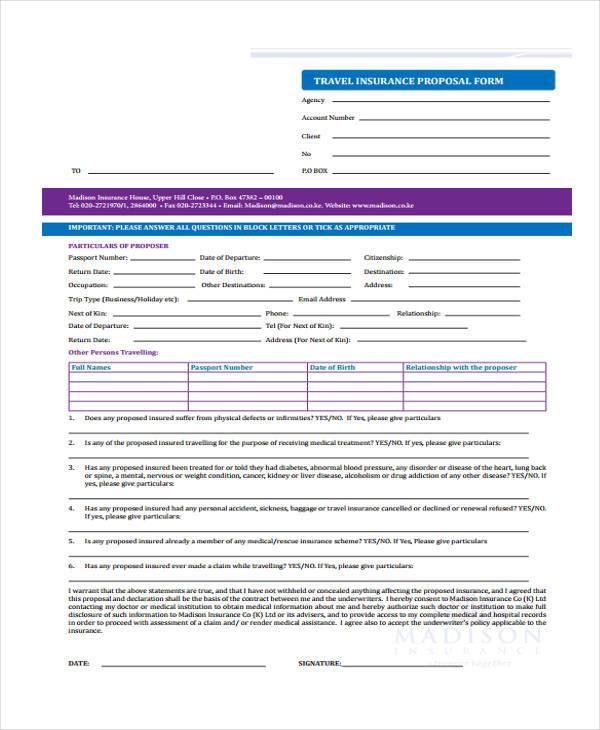 FREE 14+ Travel Proposal Forms in PDF | MS Word | Excel