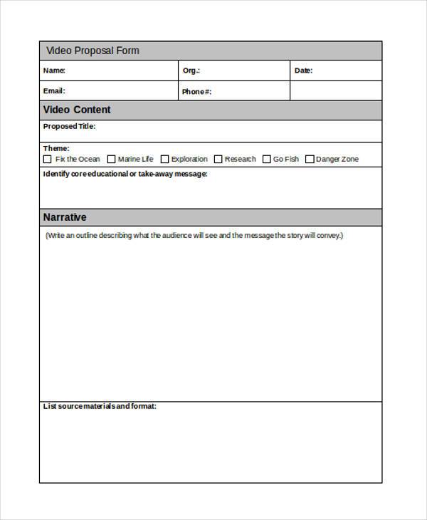 FREE 8+ Video Proposal Forms in PDF | MS Word