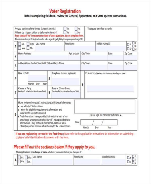 FREE 7 Voter Registration Forms In PDF MS Word FREE 7 Voter Registration Forms In PDF MS Word
