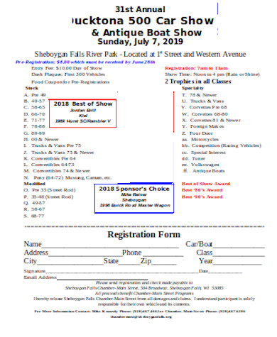 FREE 8+ Sample Car Show Registration Forms in PDF | MS Word