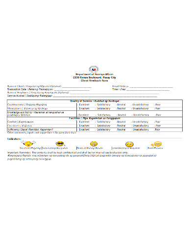 FREE 8+ Sample Client Feedback Forms in PDF | MS Word | Excel