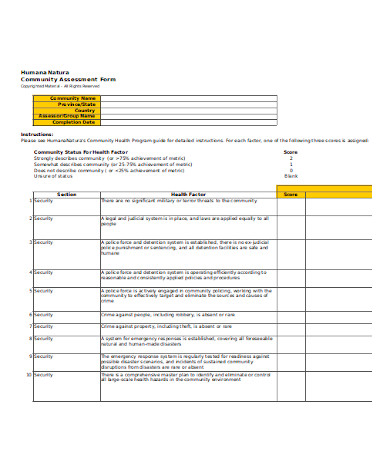 FREE 9+ Sample Community Assessment Forms in PDF | MS Word | Excel