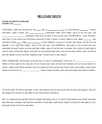 FREE 9+ Deed Release Forms in PDF | MS Word