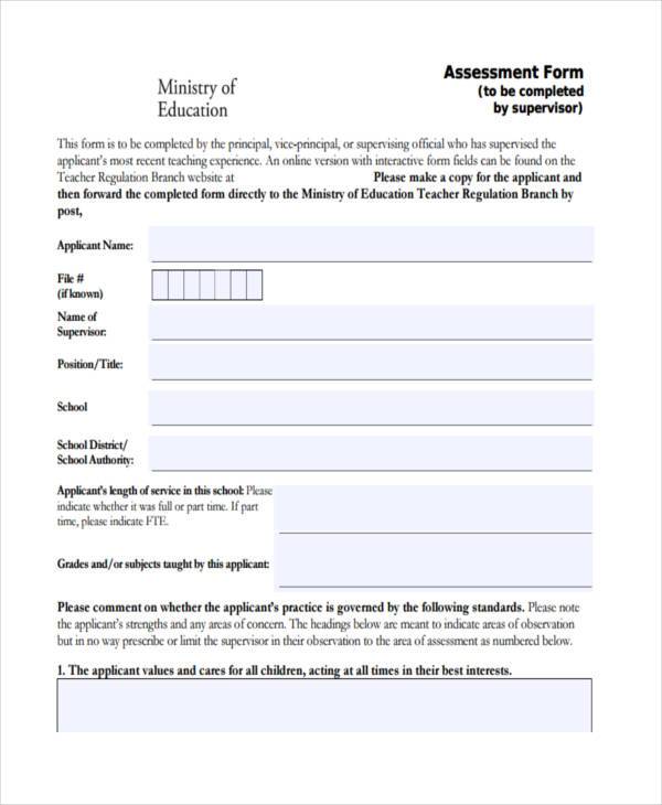 FREE 8+ Education Assessment Form Samples in PDF | MS Word