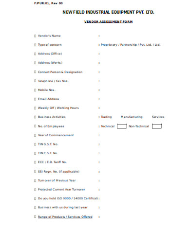 FREE 10+ Sample Vendor Assessment Forms in PDF | MS Word | Excel