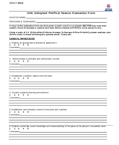 FREE 12+ Volleyball Evaluation Form Samples, PDF, MS Word, Google Docs