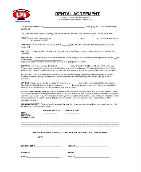 FREE 11+ Commercial Rental Agreement Form Samples, PDF, MS Word, Google ...