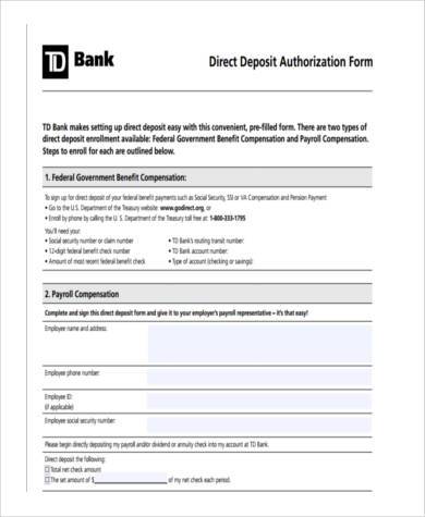 FREE 8+ Sample Direct Deposit Authorization Forms in PDF | MS Word