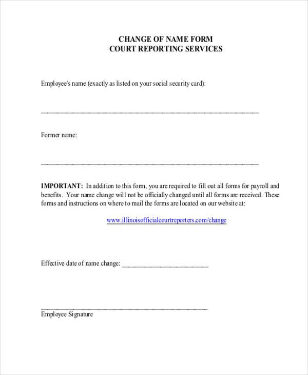 FREE 7+ Sample Employee Name Change Forms in PDF | MS Word
