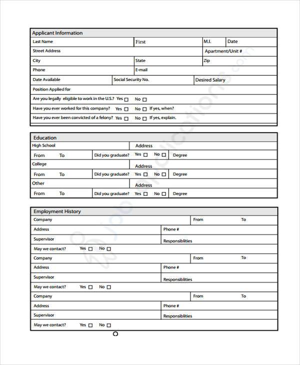 FREE 53+ Employment Form Samples, PDF, MS Word, Google Docs, Excel